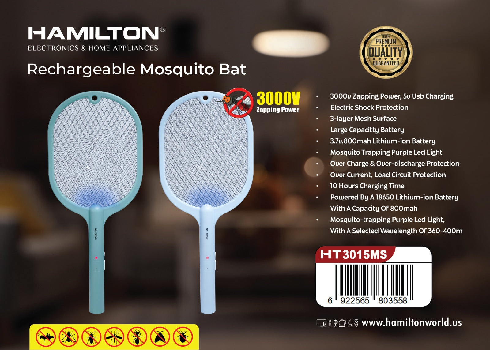 HAMILTON RECHARGEABLE MOSQUITO BAT – LAFFAN STORE